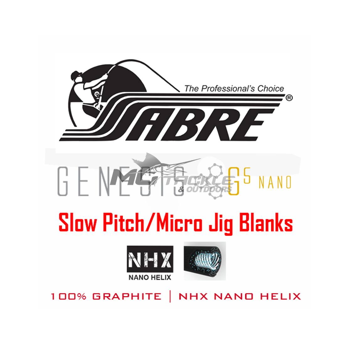 Sabre Genesis G5 Nano Slow Pitch Jig Rod Blank | MoTackle & Outdoors